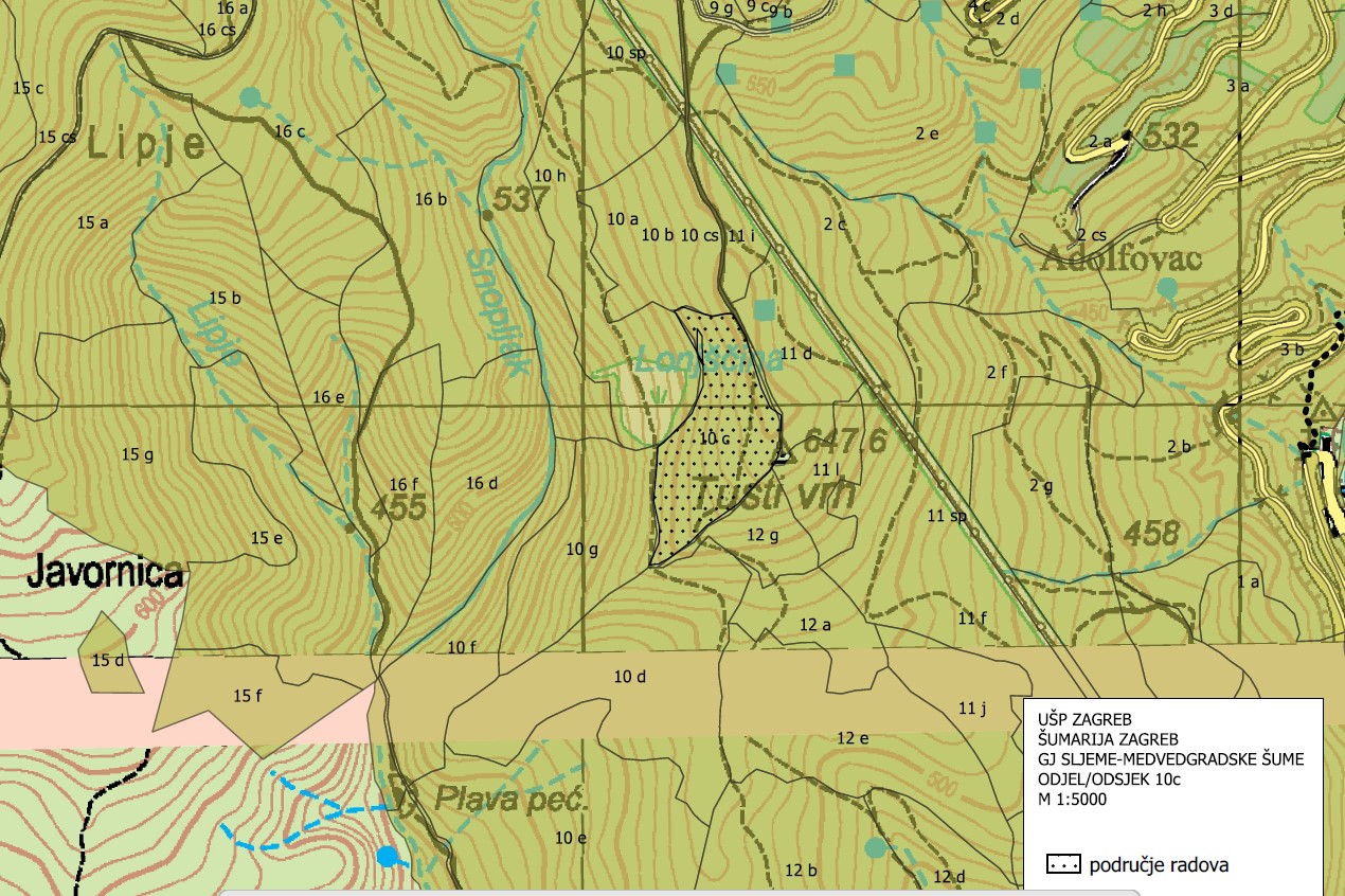 Obavijest o radovima na području Šumarije Zagreb - Hrvatske šume d.o.o.